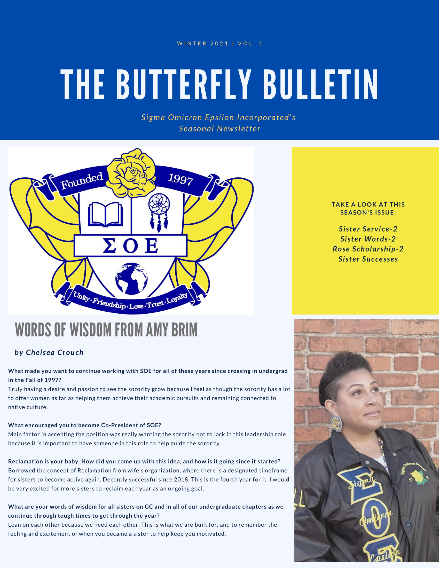 The Butterfly Bulletin – SOE Newsletter – Sigma Omicron Epsilon, Inc.